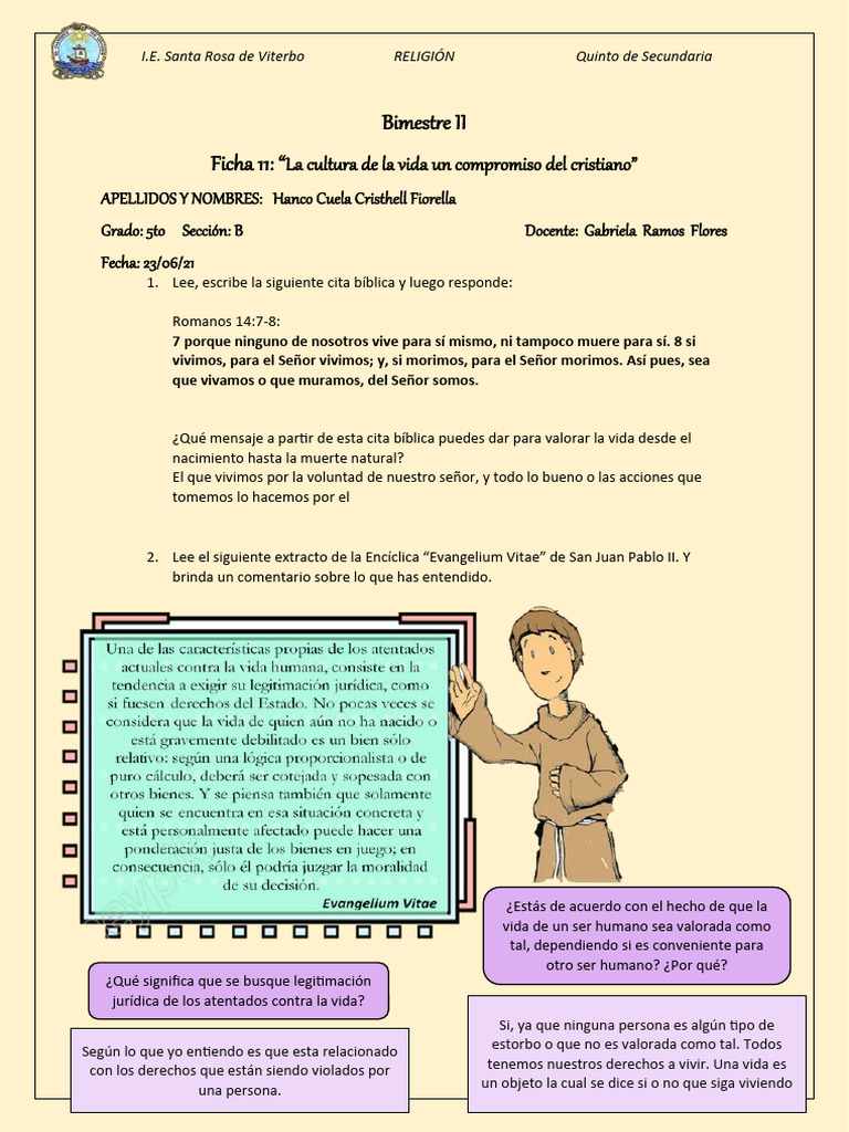 Religion Ficha 11 | PDF