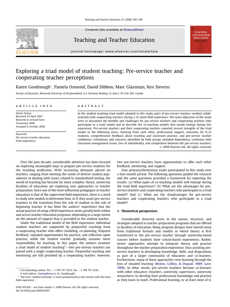 Exploring A Triad Model of Student Teac... Er and Cooperating Teacher ...