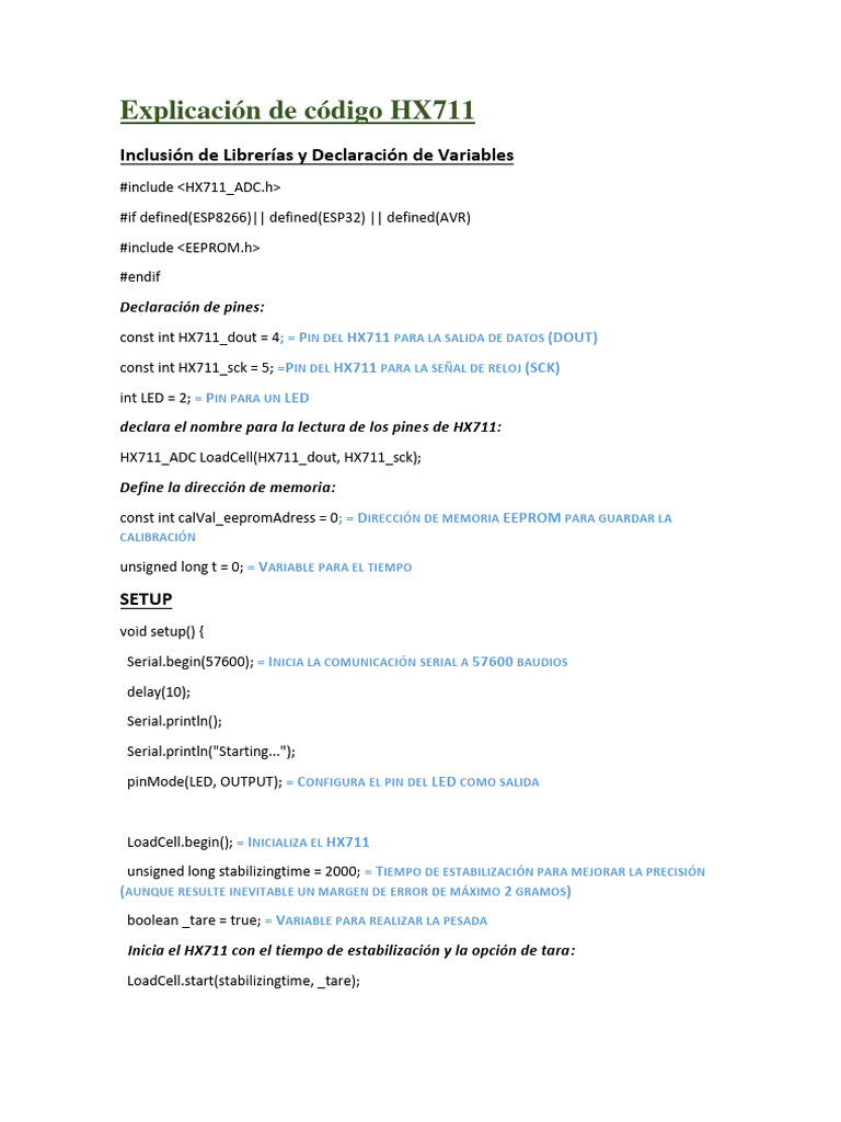 Explicación de Código HX711 | Descargar gratis PDF | Ciencias de la Computación | Programación ...