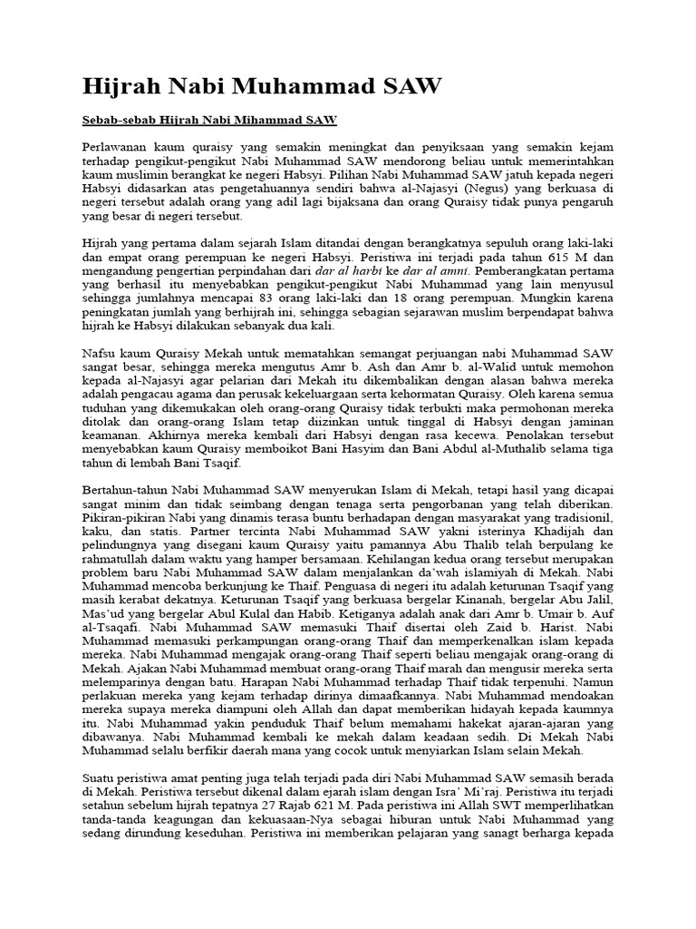 Hijrah Nabi Muhammad | PDF