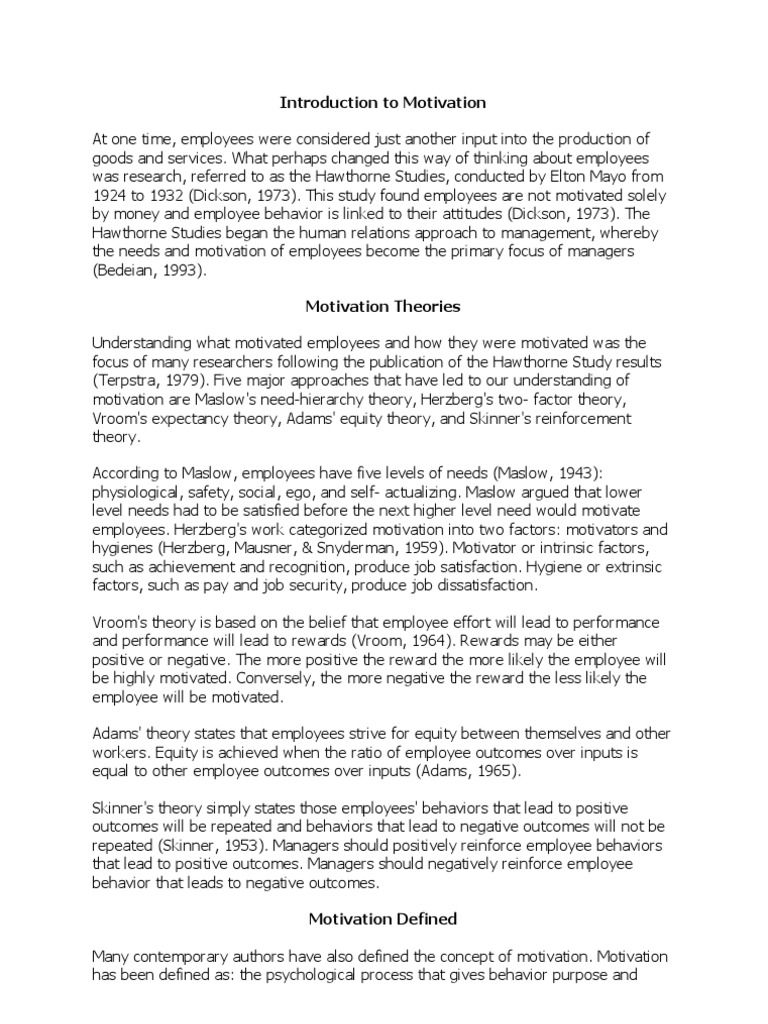 Introduction To Motivation | PDF | Motivation | Motivational