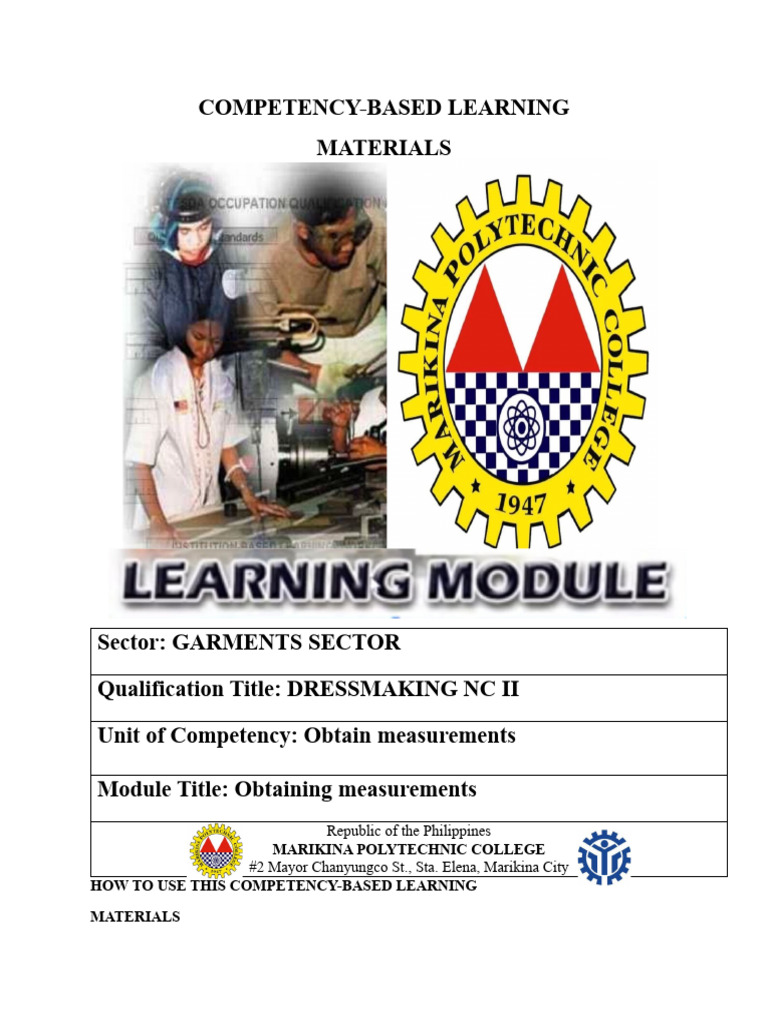 Marikina Polytechnic College How To Use This Competency-Based Learning Materials | PDF