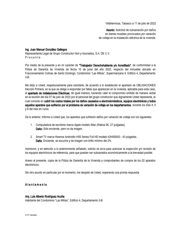 Oficio de Solicitud Daños Editable | PDF
