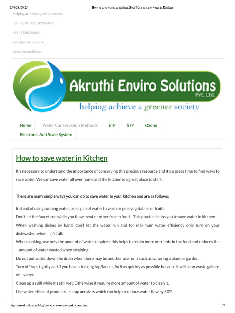 How To Save Water in Kitchen, Best Ways To Save Water in Kitchen | PDF ...