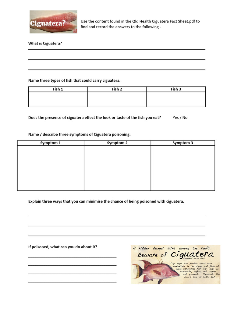 Ciguatera Poisoning - Worksheet | PDF | Wellness
