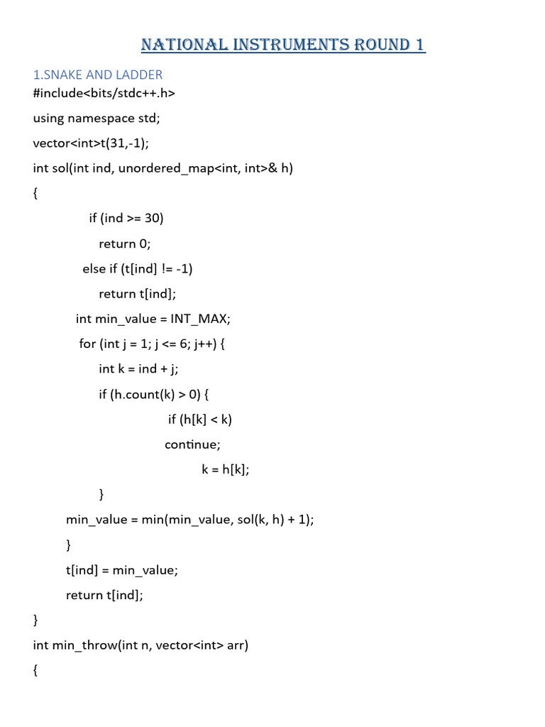 National Instruments Round 1 | Download Free PDF | Namespace | Object Oriented Programming