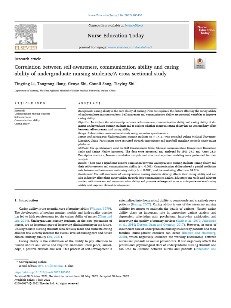 Nurse Education Today 116 (2022) 105450 | PDF | Nursing | Statistics