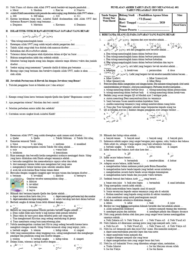 Soal Pat Pai Kelas Vi | PDF