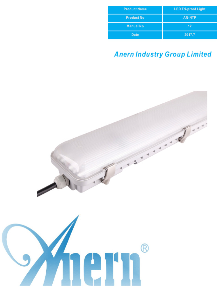 LED Tri-proof Light Specifications | PDF | Electricity | Light