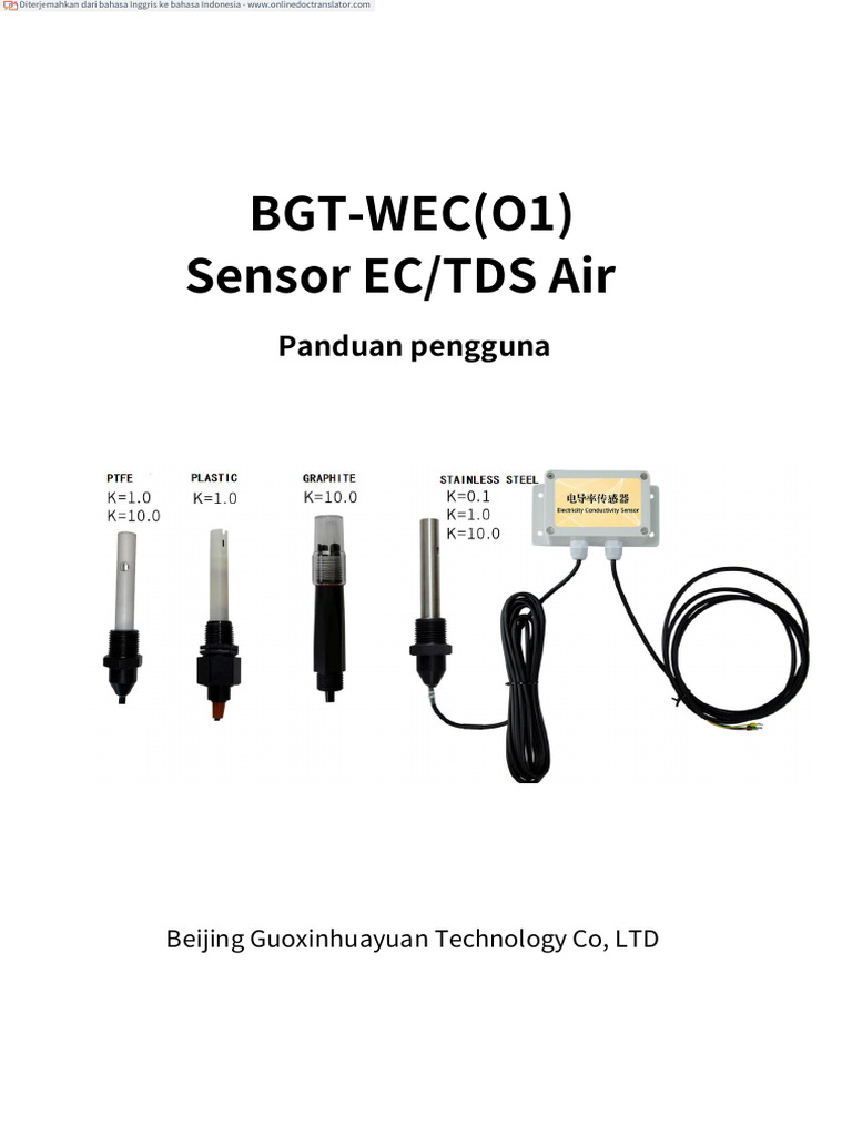 BGT-WEC (O1) Water EC Sensor Manual - En.id | PDF | Sains & Matematika | Komputer