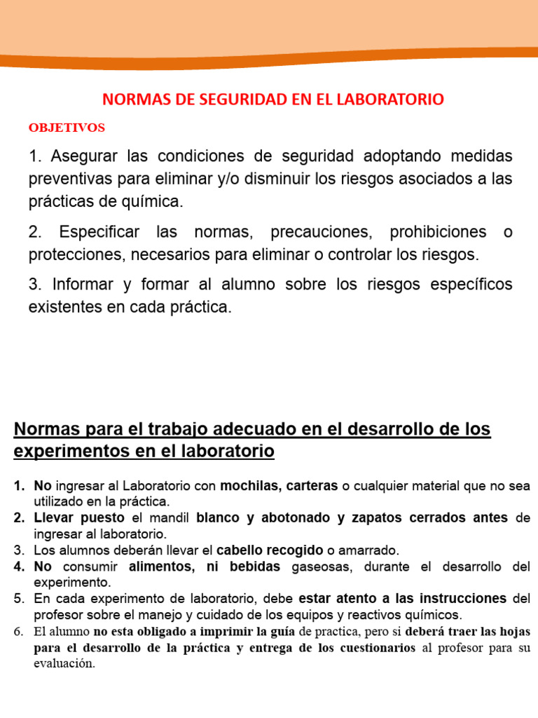 Normas de Seguridad en el Laboratorio | PDF | Laboratorios | Quemar