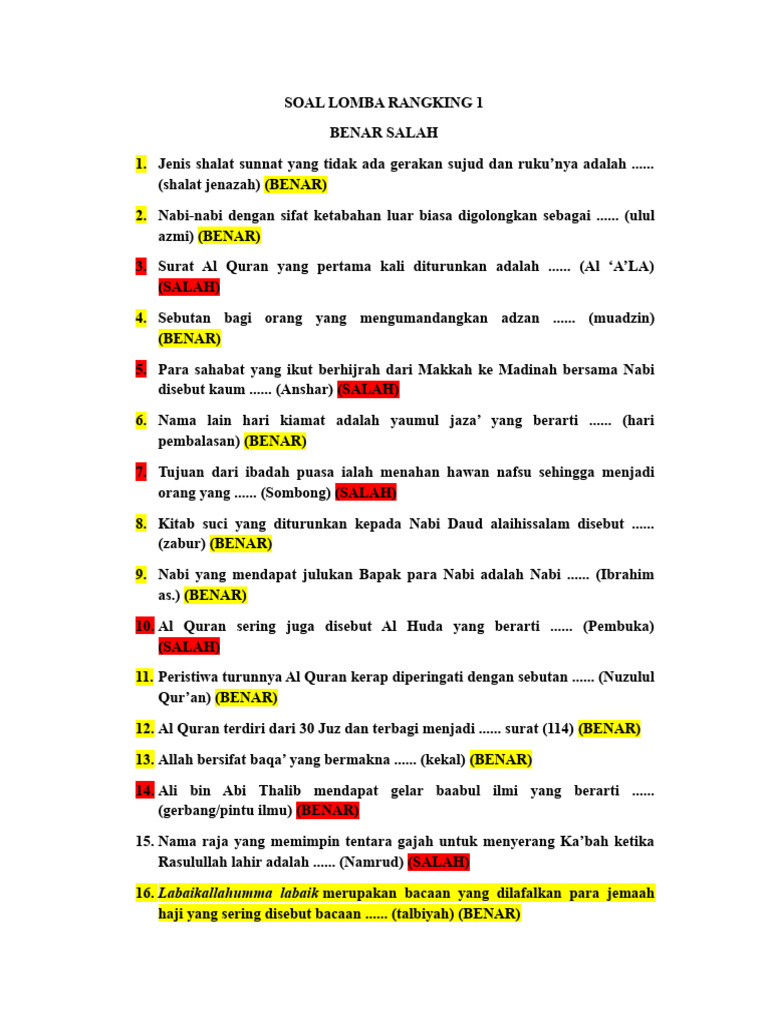 Soal Lomba Rangking 1 BS | PDF | Ilmu Sosial | Sejarah