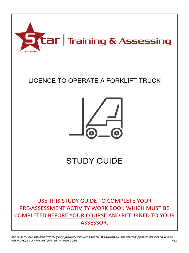 Forklift Study Guide | PDF | Forklift | Occupational Safety And Health