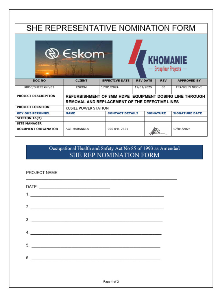 She Representative Nomination Form | PDF