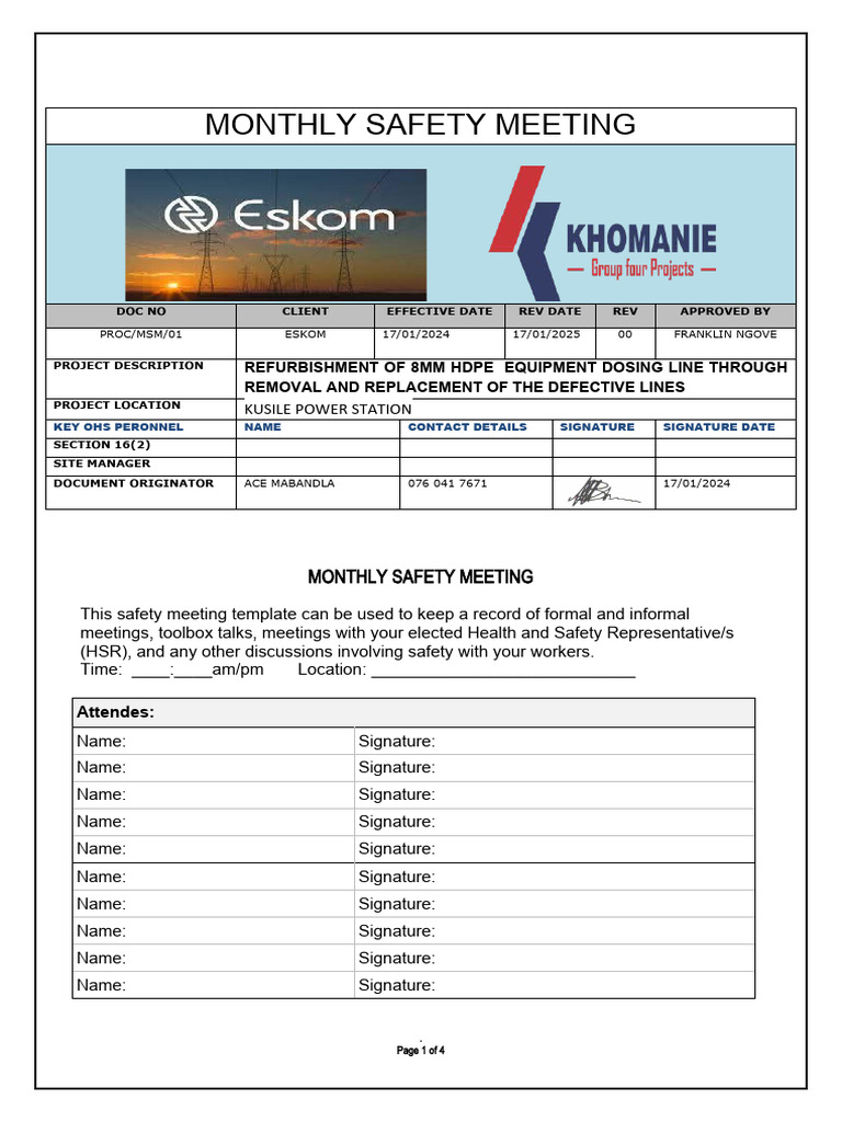 Monthly Safety Meeting | Download Free PDF | Occupational Safety And ...