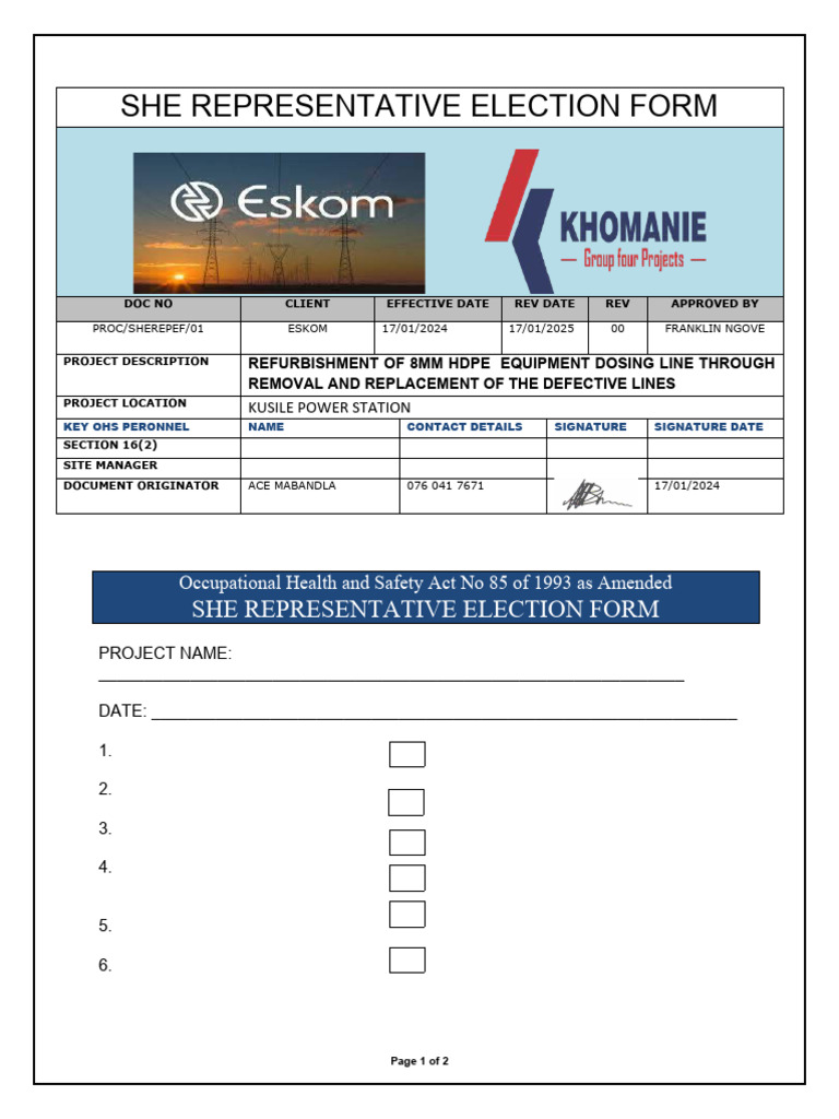 SHE Representative Election Form | PDF