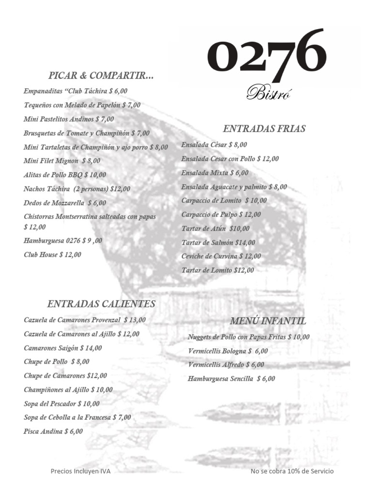 Menú 0276 Bistró (Mayo2023) | PDF | Pizza | Parilla