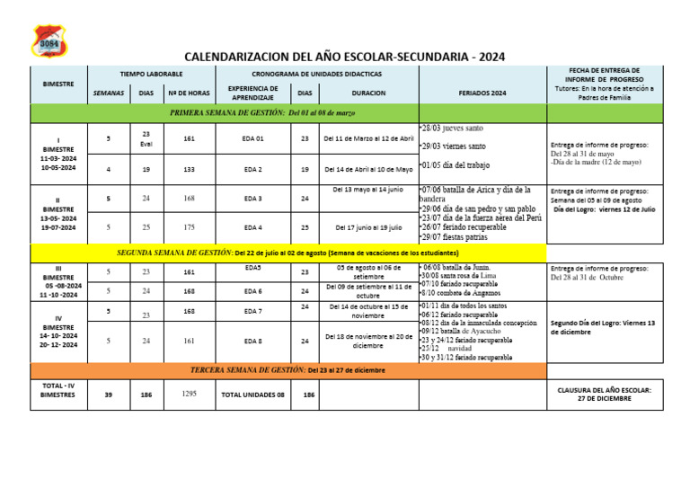 Calendarizacion Del Año Escolar 2024 | Descargar gratis PDF | Observancias