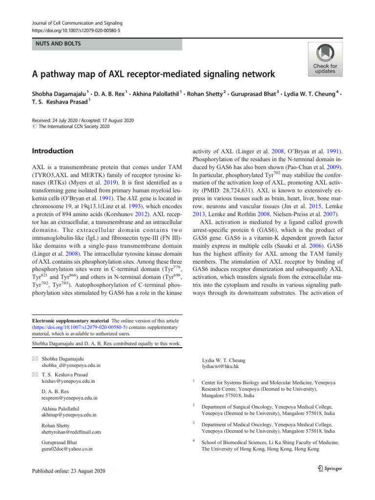 5.9-A Pathway Map of AXL Receptor-Mediated Signaling Network | PDF ...