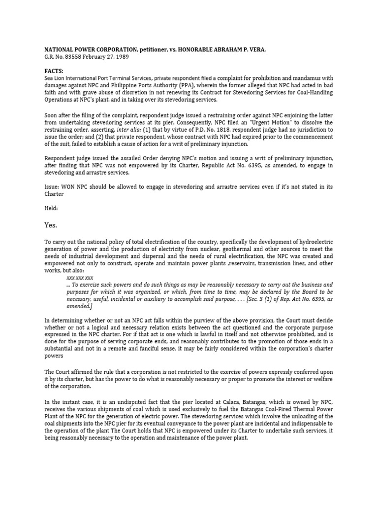 NPC vs. VERA | PDF | Injunction | Justice