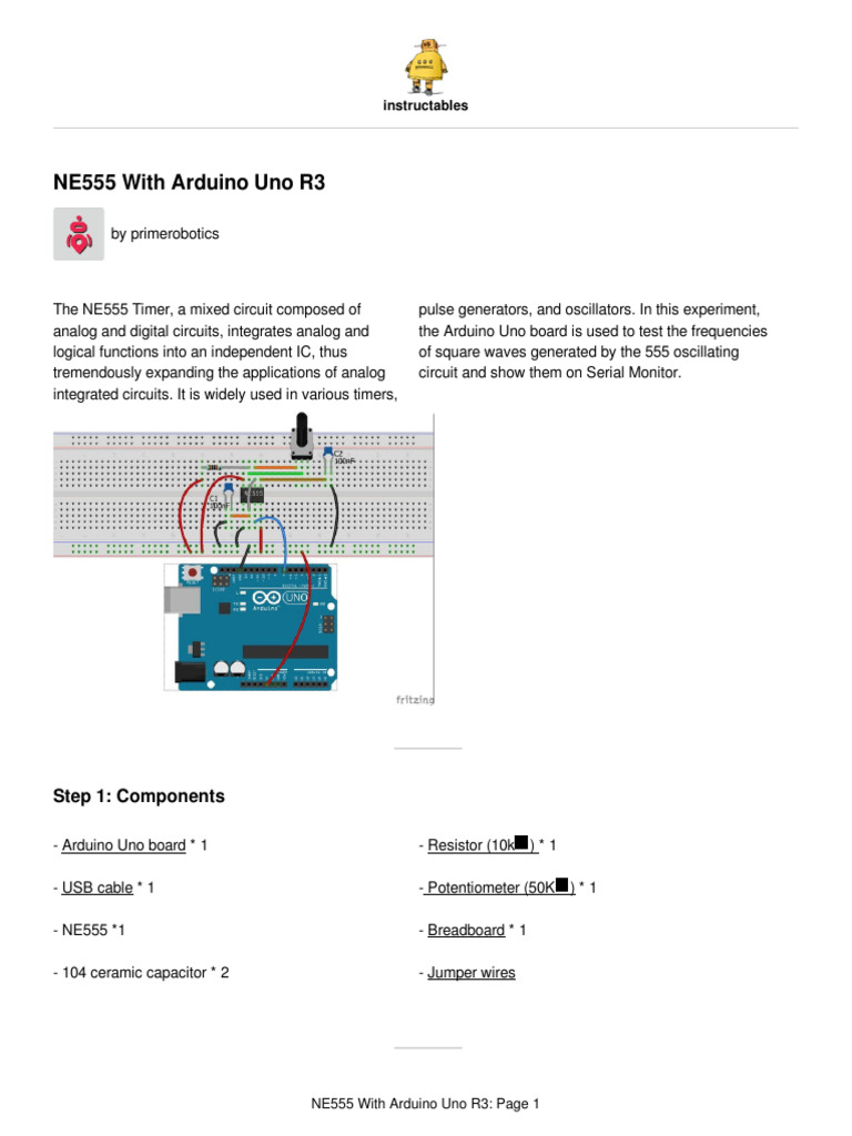 NE555-With-Arduino-Uno-R3 | PDF | Electronic Circuits | Electronics