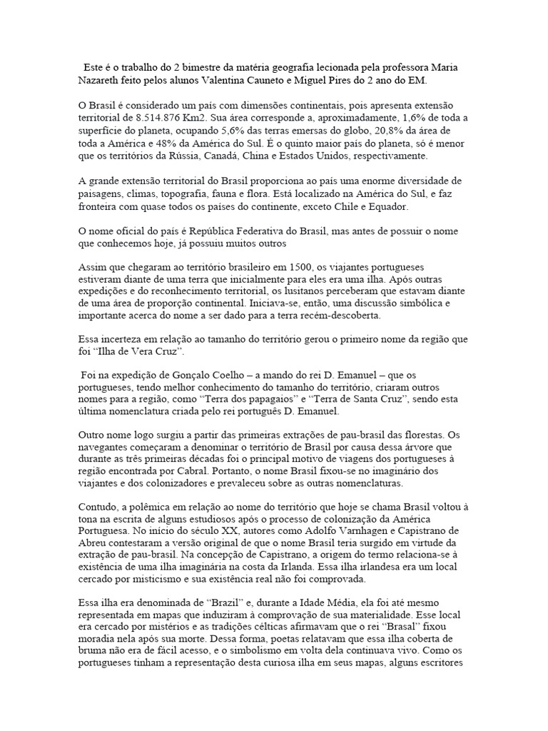 Geografia de Novp | PDF | Brasil | América do Sul