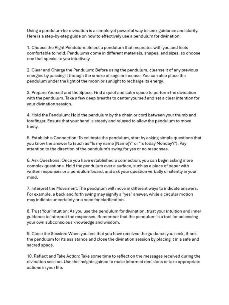 Pendulum Divination Guide | PDF | Divination | Pendulum