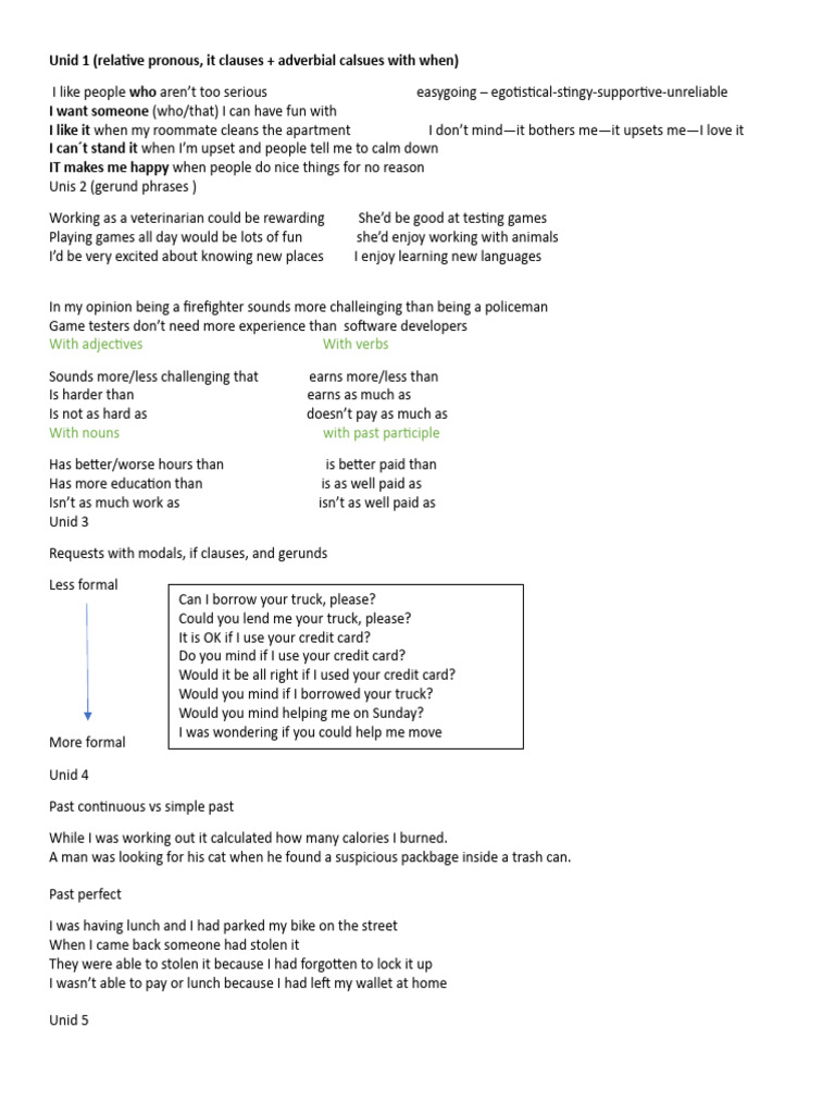 Repaso B1 Level | PDF | Grammar | Syntax