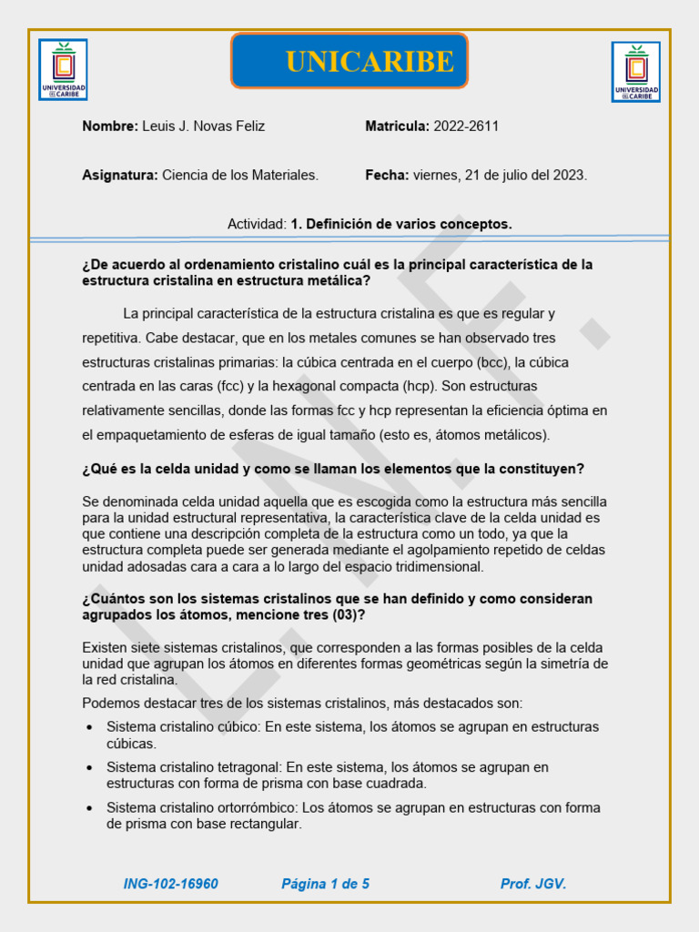Novas Feliz, Leuis J. - Estados de La Materia | PDF | Estructura ...