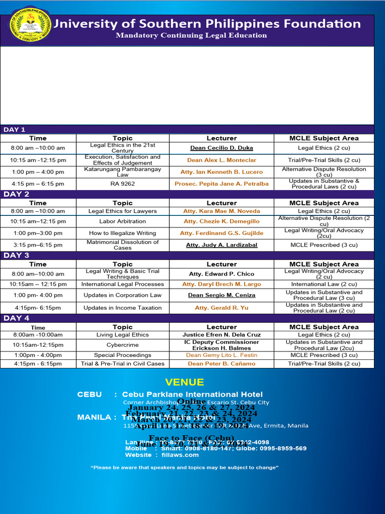 Uspf-Mcle Mcle Caledar Template | PDF | Judiciaries | Government