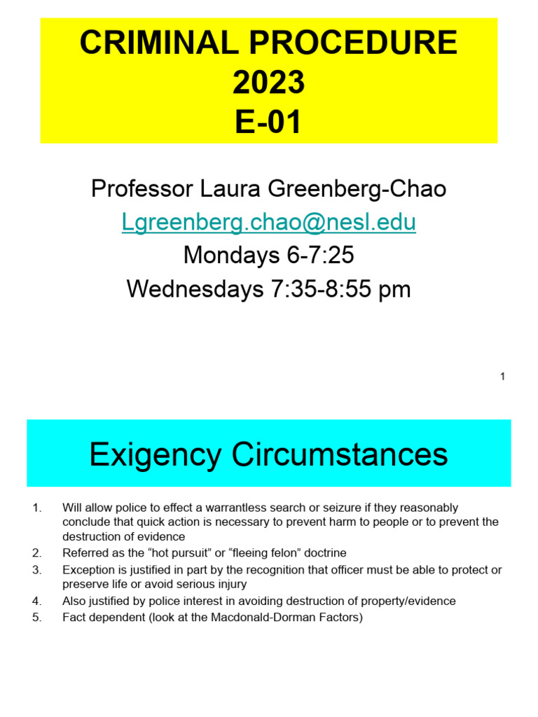 PP Chap 17 Exigency 2023 | PDF | Exigent Circumstance | Search Warrant
