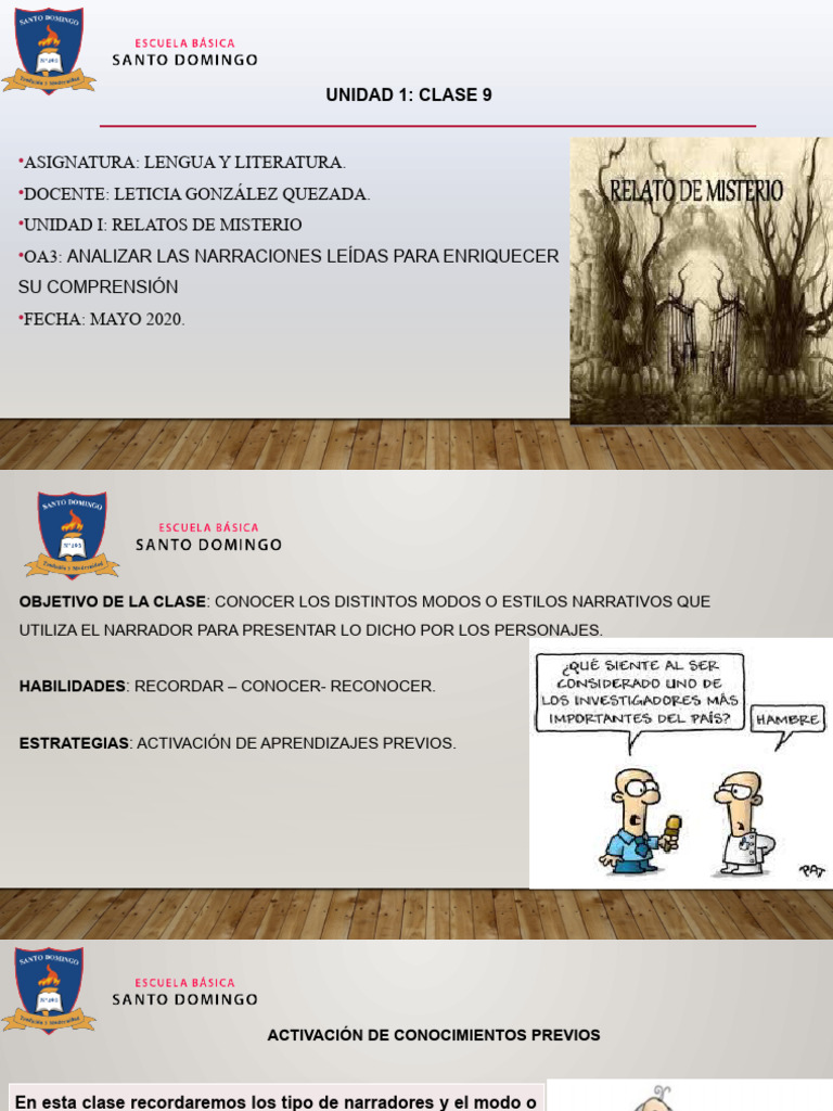 Clase 9-8° Lenguaje (Unidad 1) | PDF | Narración