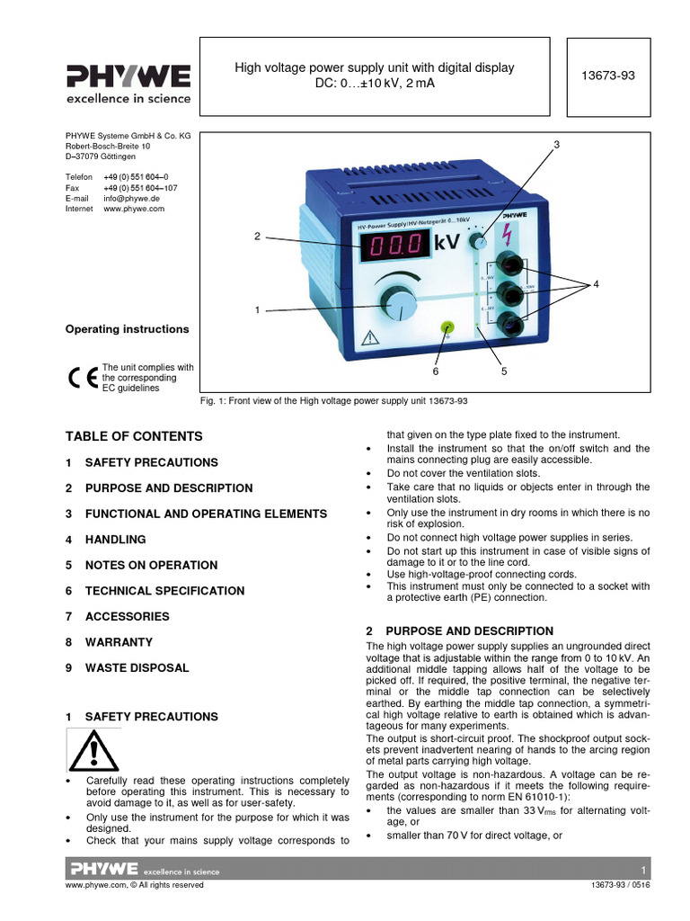 High Voltage Power Supply Unit Guide | PDF | Mains Electricity | High ...