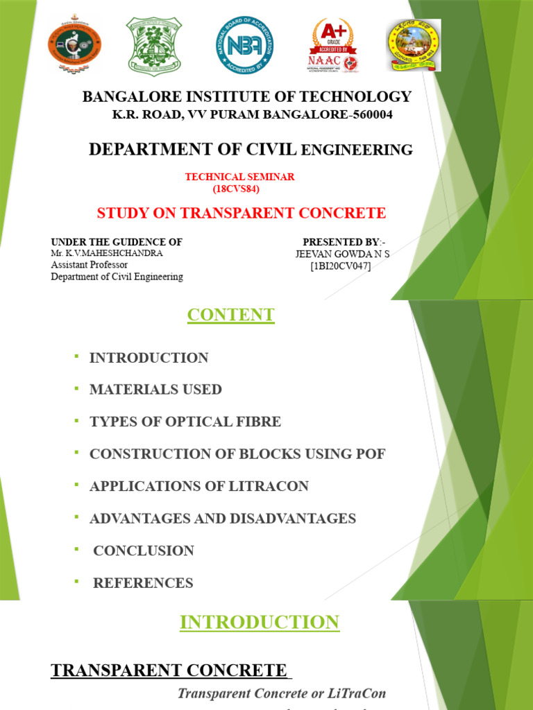 Transparent Concrete: Properties & Applications | PDF | Optical Fiber ...