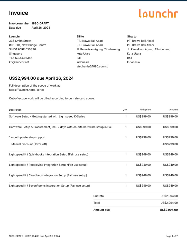 Invoice 1880 DRAFT | PDF | Financial Services | Computing