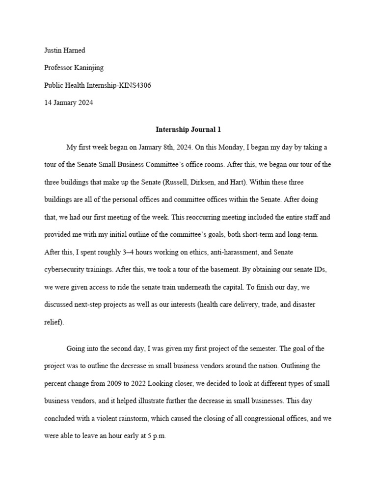 Week 1 Internship Journal | PDF