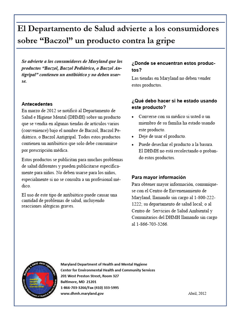 Advertencia sobre Baczol y su uso | PDF | Cuidado de la salud | Salud ...