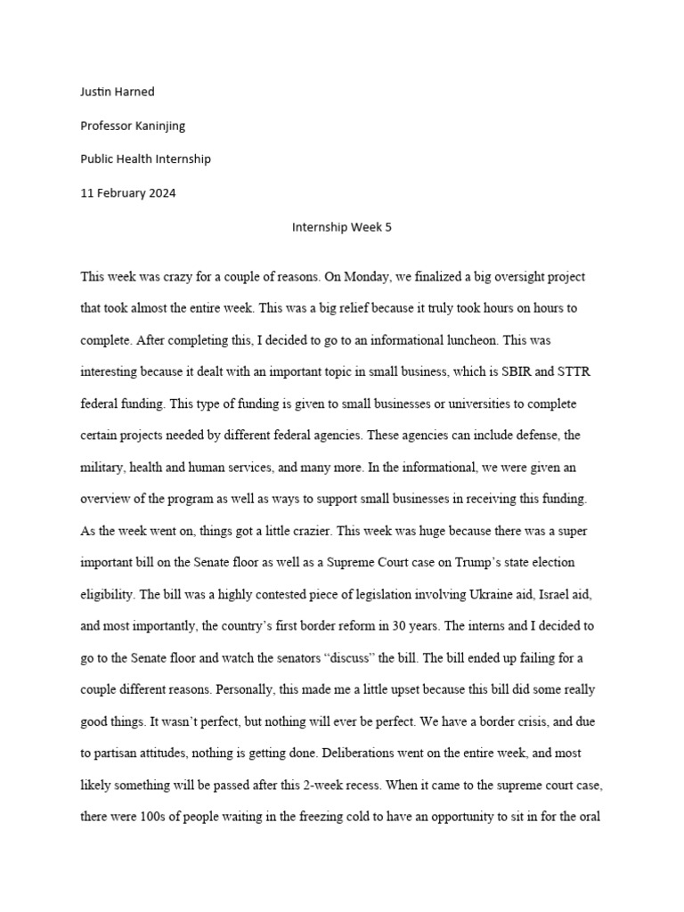 Internship Journal Week 5 | PDF | Donald Trump | American Government