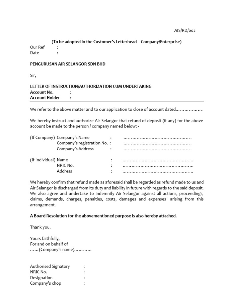 AIS-RD-002 Letter of Undertaking Non-Individu Rev 02 Publish | PDF ...