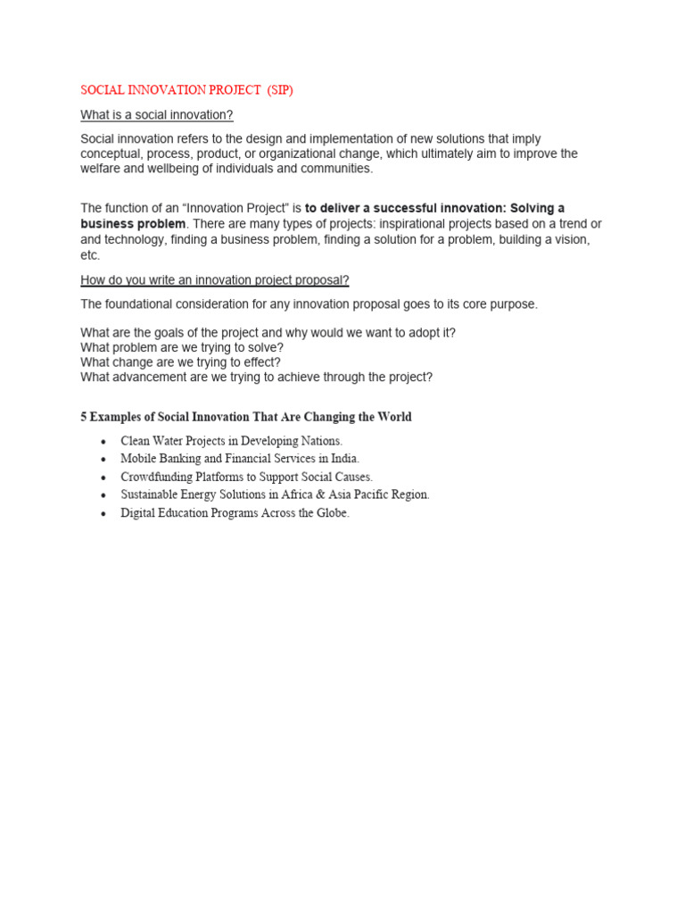 What Is Social Innovation Project | PDF | Innovation | Risk