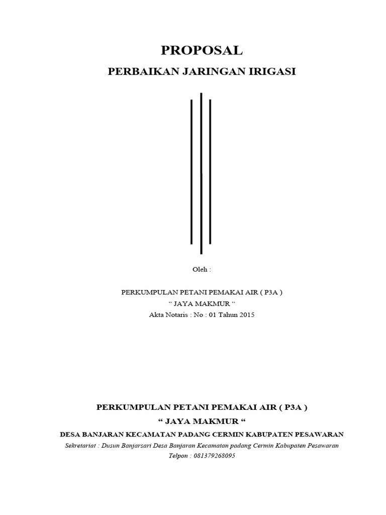 Proposal Perbaikan Jaringan Irigasi P3a Jaya Makmur Banjaran | PDF