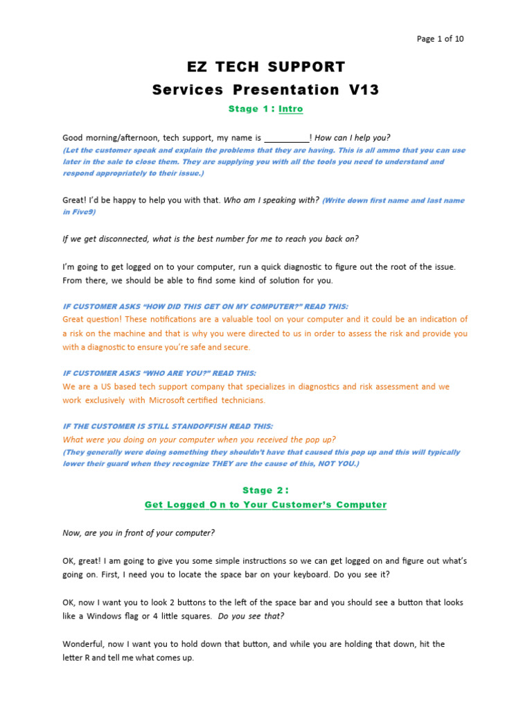 Tech Support Script | PDF | Malware | Technical Support
