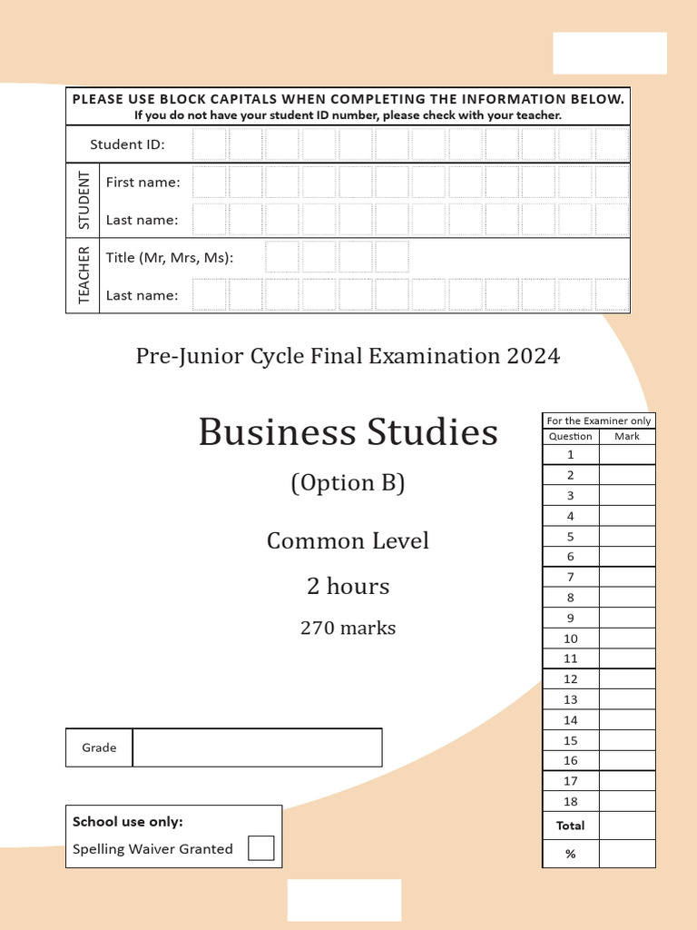 Junior Cert Business Exam Paper 2024 | PDF | Banks | Interest