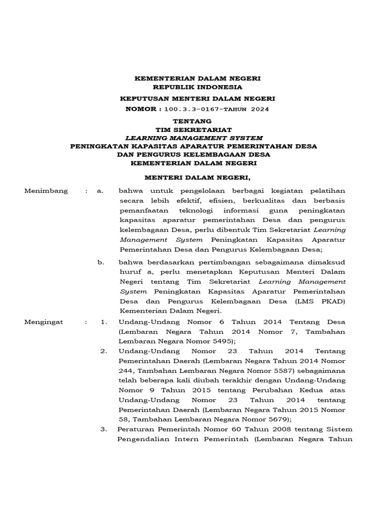 PRINT SK - TIM - Sekretariat - LMS 15012024 | PDF