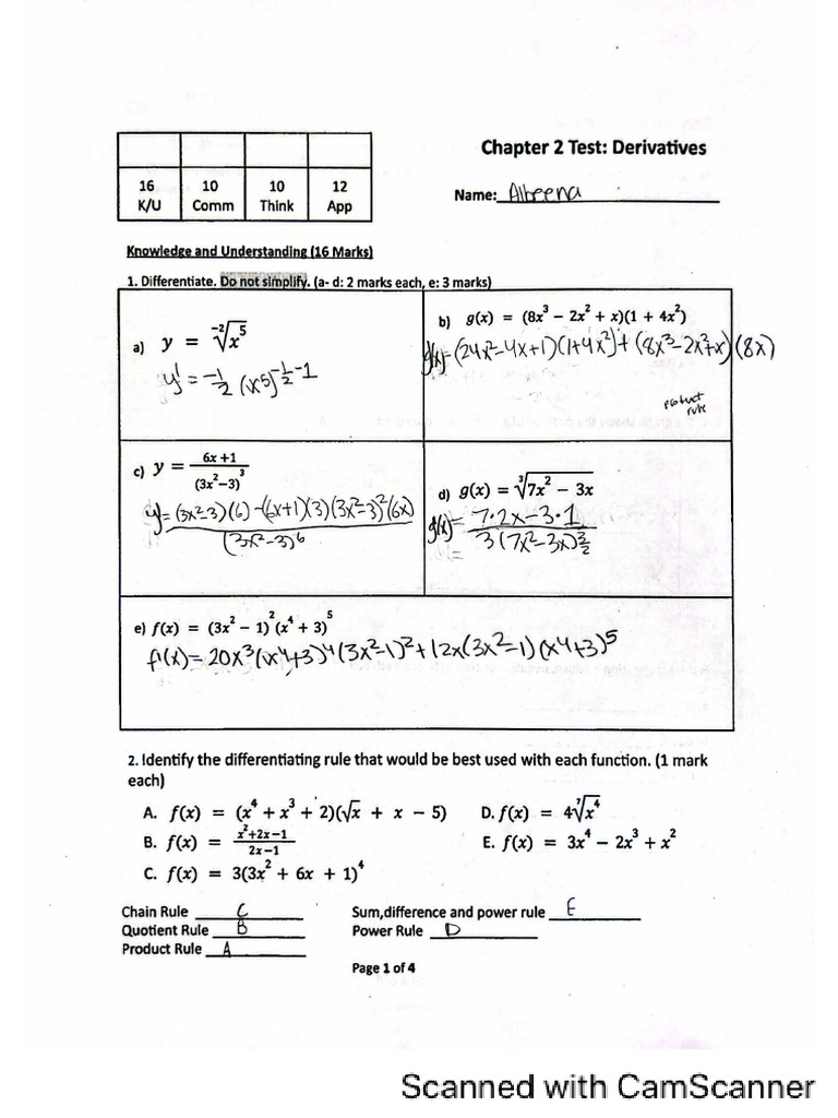 Unit 2 Calc Test | PDF