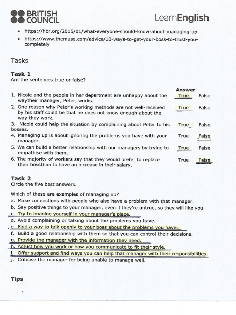 Managing Up Worksheet | PDF