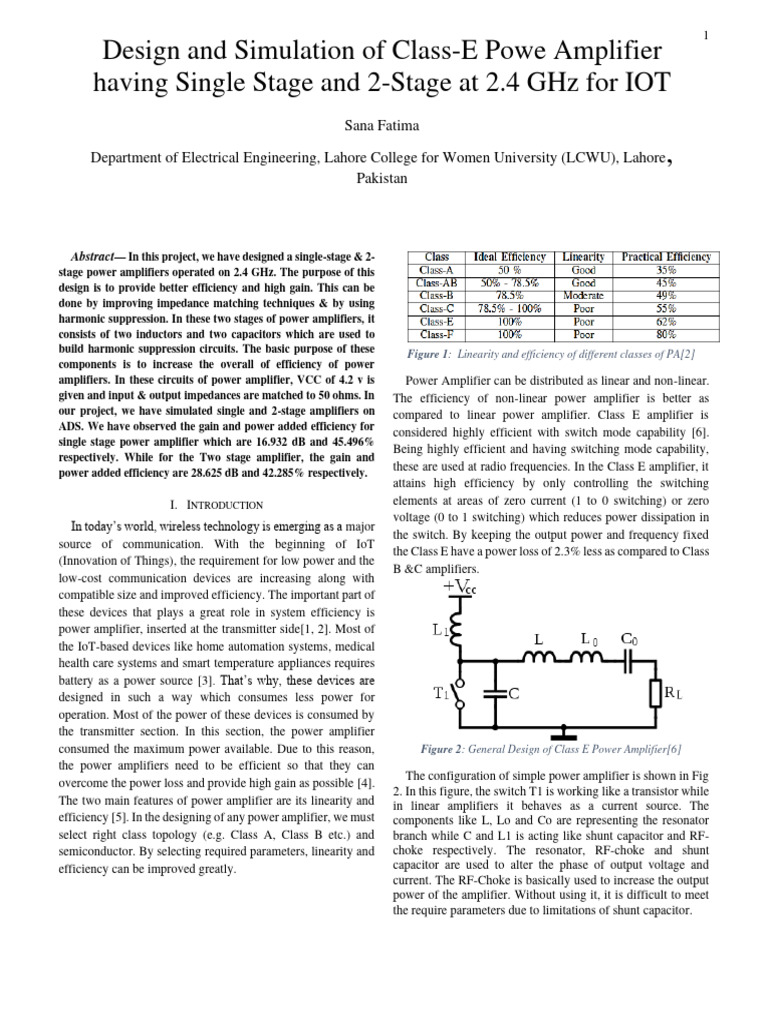 Design and Simulation of Class-E Powe Amplifier Having Single Stage and ...