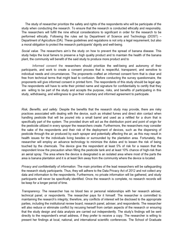 Banano Ethical Consideration | PDF | Informed Consent | Thesis