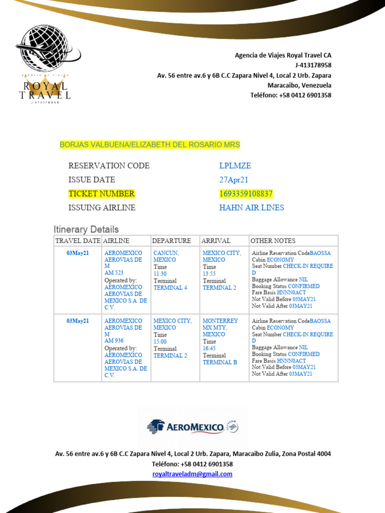 Formato ROYAL Boleto Estelar | PDF | Compañías de transporte | aerolíneas