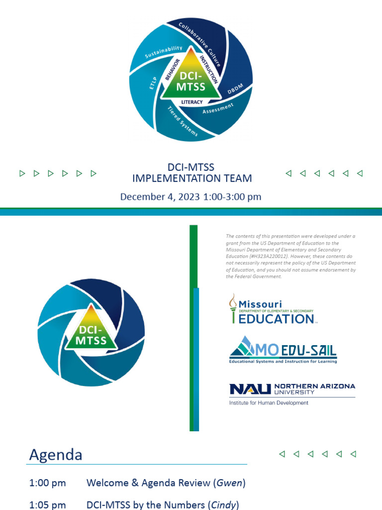 DCI-MTSS Implementation Team Meeting | PDF | Literacy | Learning